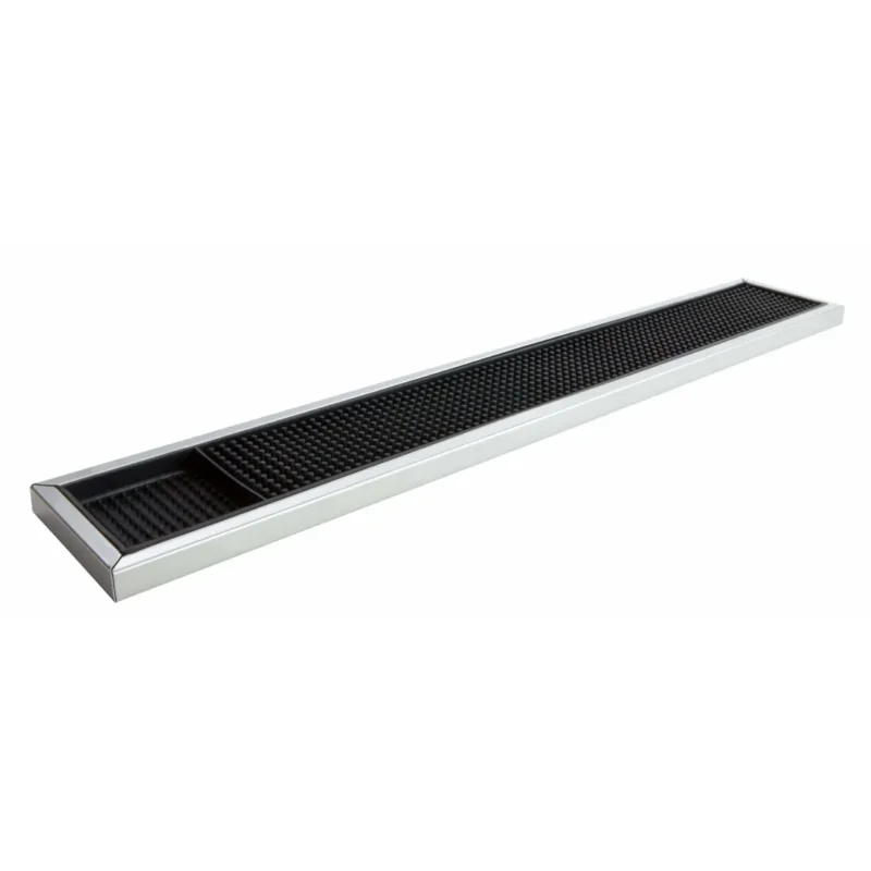 Deluxe Black Bar Mat with Stainless Steel Frame – 608mm